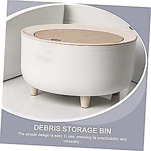 FONDOTIN 1pc Desktop Trash Can Mini Dustbin for Bedroom Mini Waste Mini Desktop Wastebasket Countertop Garbage Bin Mini Garbage Cans Trash Cover Bucket Storage Container Trash Bin Abs White