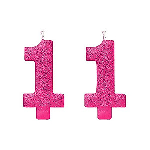 amscan Giant Pink Glitter 1 Candle - First Birthday Cake Topper (2-Pack)