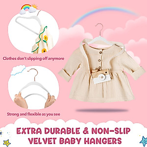 HOUSE DAY Velvet Baby Hangers for Closet, Kids Hangers Velvet 60 Pack, Non Slip Toddler Hangers 11.8 Inch, Durable Childrens Hangers Newborn Hangers for Baby Clothes- White