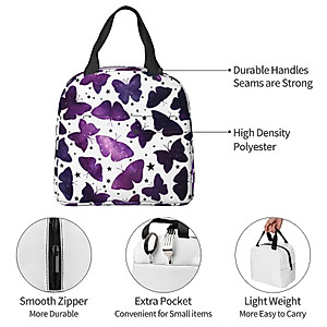 YISDZSW Butterfly Lunch Bag Box for Women Cute, Insulated Lunch Bags Durable Waterproof Thermal Tote Bag with Pocket for Work Picnic Travel Teens