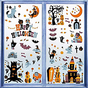146 PCS Halloween Window Clings Decals for Window Glass Decorations Halloween Glass Decals for Party Decorations