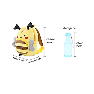 Toddler Backpack Neoprene 3D Animal Backpack Kids Animal Cartoon Casual Bags Water Resistance Kindergarten Preschool Bag (Bee)