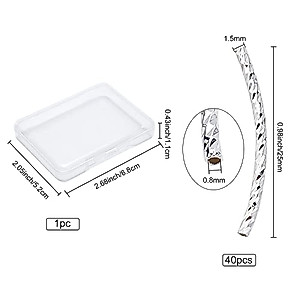 CREATCABIN 1 Box 40Pcs Curved Tube Beads 925 Sterling Silver Plated Brass Sleek Noodle Bead Long Large Hole Spacer Connectors Bulk for DIY Jewelry Making Bracelets Necklaces Findings