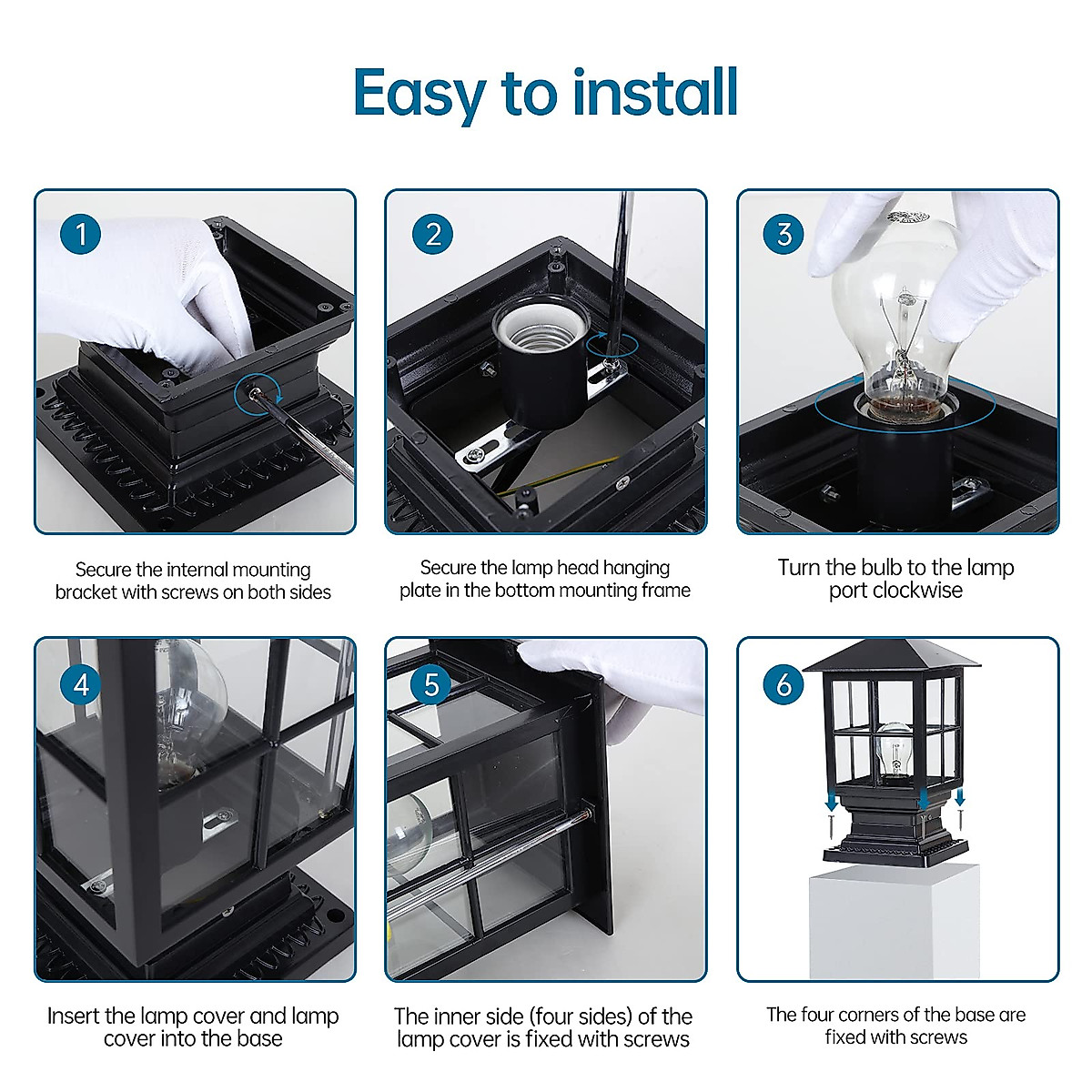 SLAWA Outdoor Post Light Fixture, Modern Outdoor Column Lights IP54 Waterproof Aluminum Pillar Lights Outdoor Lighting for Yard Garden Patio Path, with Clear Glass Shade