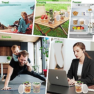 WBKTOOL Overnight Oats Containers with Lids - 5 Pack 16 oz Deli Food Storage Containers - Small To Go Plastic Yogurt Container for Soup, Salad, Freezer