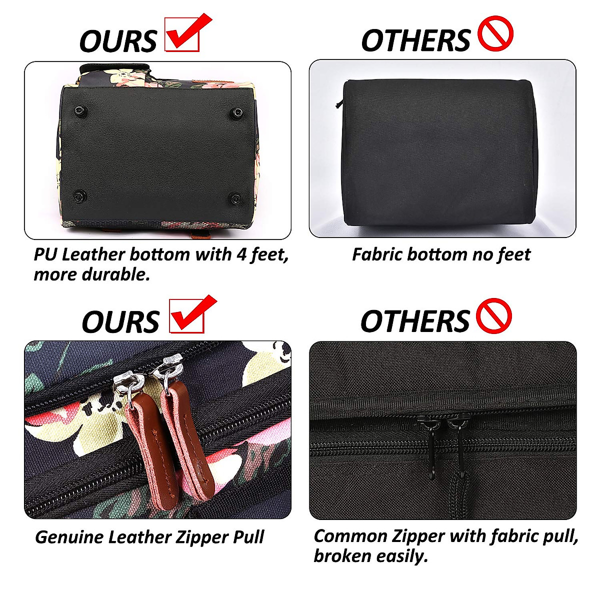 LOKASS Lunch Bag Women Double Deck Insulated Lunch Box Large Cooler Tote Bag with Removable Shoulder Strap Wide Open Thermal Meal Prep Lunch Organizer Box for Adults Work/College/Outdoor, Black Peony