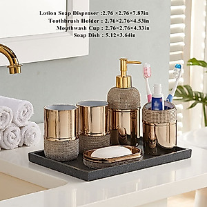 Soap Dispenser Bathroom Accessories Set - 6 Piece Luxury Gold-Plated Bathroom Set with Soap Dispenser Toothbrush Holder Tumbler Soap Dish and Tray Bathroom Soap Dispenser (Color : Silver)