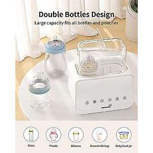 Baby Bottle Warmer, Grownsy 10-in-1 Fast Bottle Warmer Accurate Tem Control, with LCD Display, Timer, Defrost, Sterili-zing, Keep 24H, Double Bottle Warmer for Breastmilk& Formula, Heat Baby Food Jars