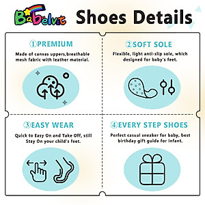 Babelvit Baby Boys Girls Loafers Oxford Shoes Lace Up Sneakers First Walking Shoes PU Leather Moccasins Soft Rubber Sole Boots Unisex Ankle Strap Infant Toddler Newborn Outdoor Sporty Crib Dress Shoes