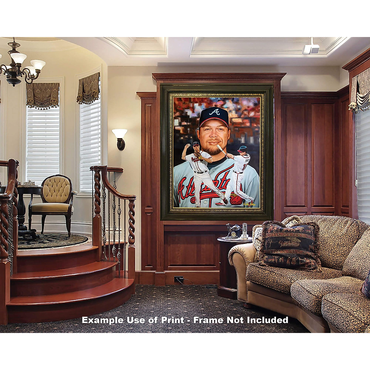 Atlanta Braves 3rd Base Chipper Jones MLB Baseball Player HOF Hall of Fame Art Print 1AM3 on 18x24 Stretched Gallery Wrap Canvas Frame