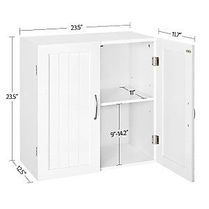 Yaheetech Bathroom Wall Cabinet, Kitchen Storage Cupboard Cabinet with 2 Doors, Wall Mount Storage Cabinet for Bathroom, Kitchen, Living Room, White