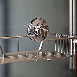 iPEGTOP L-4 Strong Suction Cup Shower Caddy Bath Shelf Storage, Combo Organizer Basket for Shampoo, Soap, Conditioner, Razor Bathroom Accessories - Rustproof Stainless Steel, Chrome
