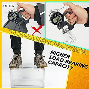 Kerykwan 3 Pack Transparent Shoe Storage Box for Display Stackable Extra Large Sneaker Organizer Case with Side Open Acrylic Container Rack for High Heels (Transparent, 3 Pack)