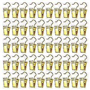 Hyamass 50pcs Metal Hook Clips Hanging Curtain Clip Hanger Wire Holder Home Decoration, Photos, Art Craft Display (Light Gold)