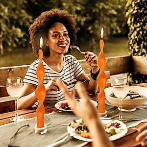 Orange Taper Candles Spiral Taper Candles 10 Inch Handmade Unscented 2pcs Candle Sticks Twist Candlesticks Twirl Candle for Wedding Thanksgiving Meditation Christmas