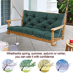 MiokyStaner Porch Swing Cushions with Backrest, 2-3 Seater Waterproof Bench Pad Cushions, Thicken 4" Outdoor Swing Cushions, for Outdoor Patio Garden Furniture (47x40in, Dark green)