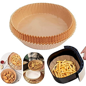 Original, Air Fryer Disposable Paper Liner, Parchment Paper for Air Fryer Oil-proof, Water-proof air fryer sheets, Food Grade Parchment Paper for Baking Roasting (6.3inch 50pcs)