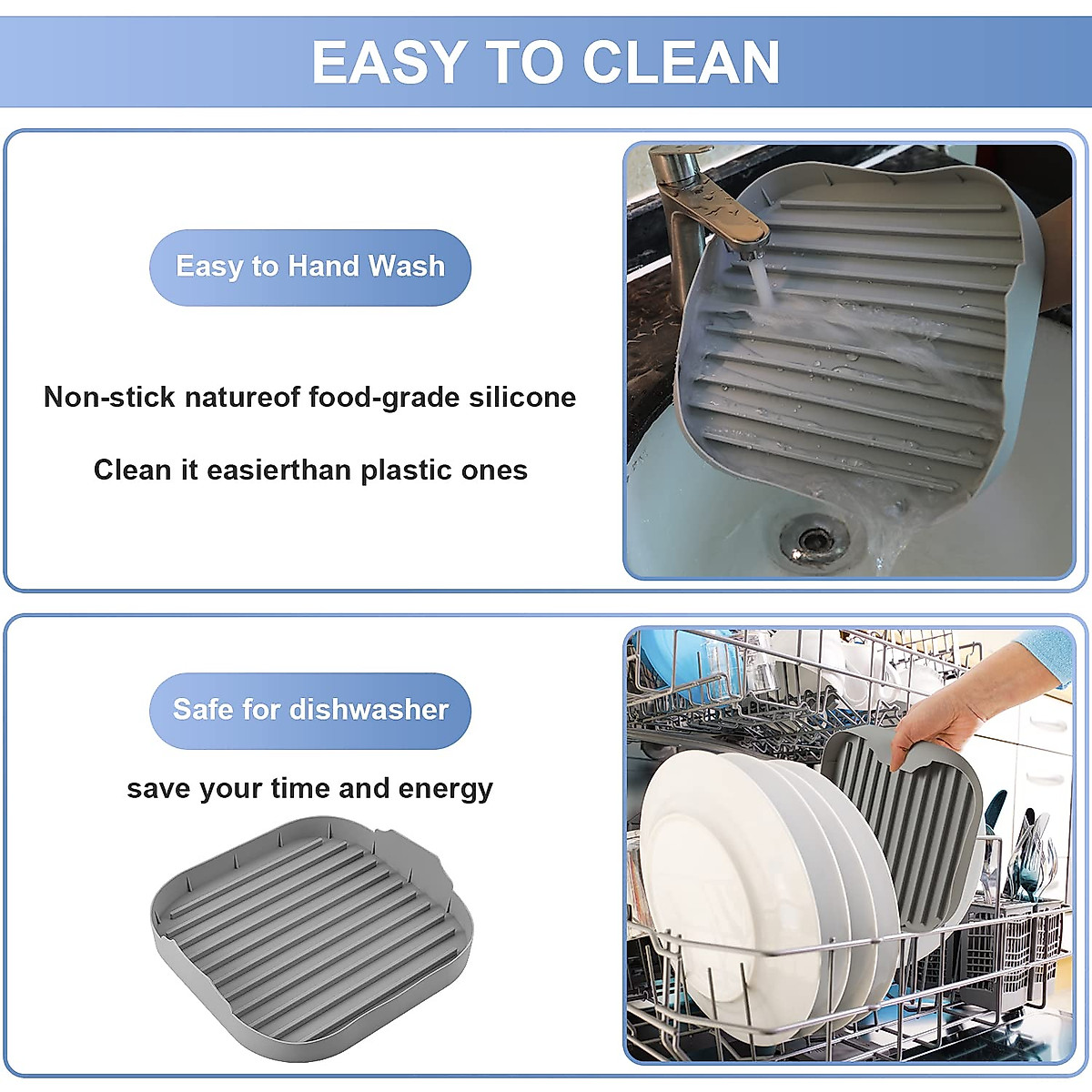 Microwave Bacon Maker, Food Grade Silicone Bacon Cooker for Microwave Oven Silicone Bacon Tray (Gray)