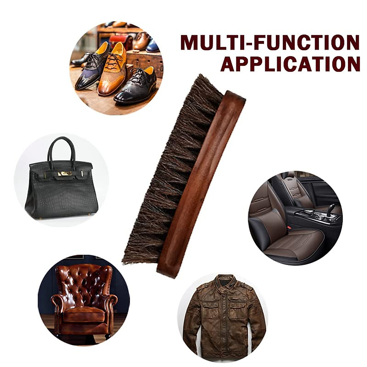 Let1be Horsehair Shoe Shine Brush,Polishing Cleaning Brush for Leather Shoes Boots Handbags Sofa,5.9*1.77*1.57 inch