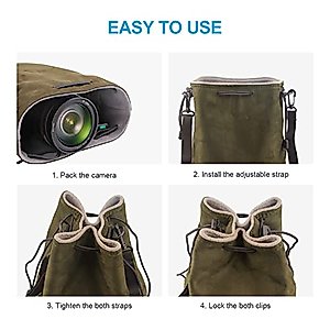 Camera Bag, LATZZ Camera Case, Drawstring Soft Camera Bag with Adjustable Strap, Vintage DSLR Lens Case Gadget for Traveling and Camera Storage
