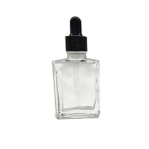 FWD (1 OZ) Clear Square Glass Dropping Bottle with Glass Dropper (3 Pack)