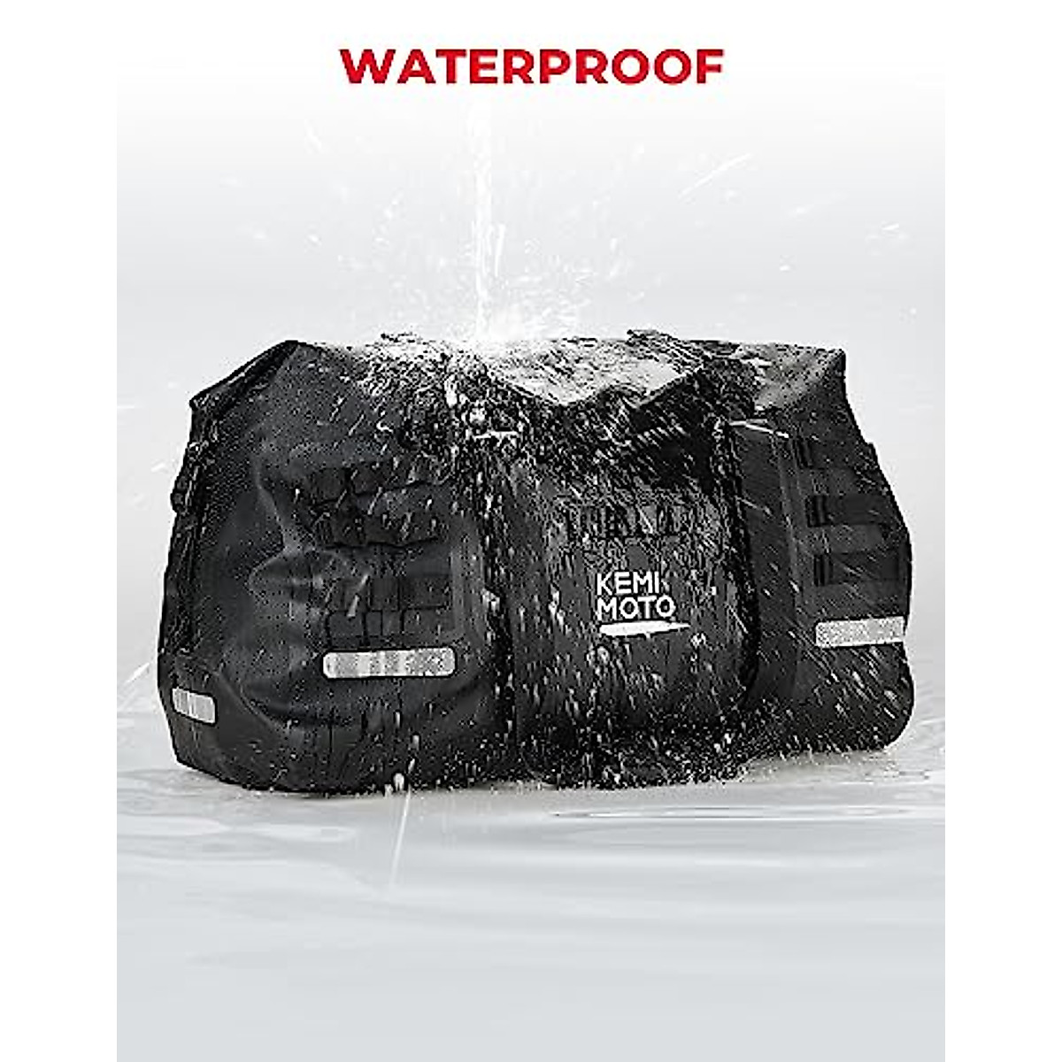 KEMIMOTO Motorcycle Dry Bag 50L, 500D PVC Waterproof Duffel Bag Motorcycle Luggage Travel Tail Bag Back Seat Rack Trunk Bag Comapatible with Touring Adventure for Motorcycle Trip Camping Rainproof
