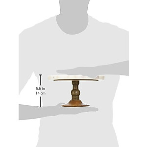 Deco 79 Mango Wood Cake Stand with Wood Base, 10" x 10" x 5", White