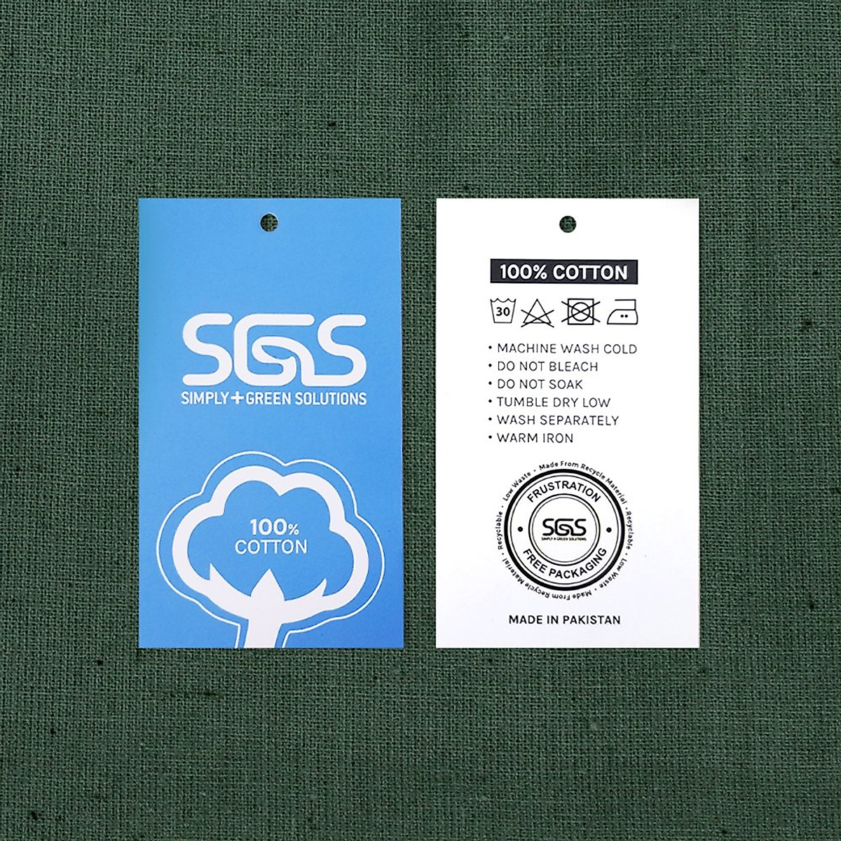 Simply Green Solutions Reusable Cotton Cloth Grocery Craft Bag, 15 x 16 Reusable Tote with Handle, Pack of 5, Forest Green