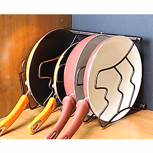 DecoBros Kitchen Counter and Cabinet Pan Organizer Shelf Rack, Bronze