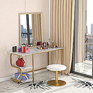 Teraves Reversible Computer Desk for Small Spaces,Small Desk with Shelves,47 inch Gaming Desk Office Desk Bedroom Desk for Home Office