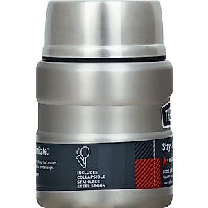 THERMOS Stainless King Vacuum-Insulated Food Jar with Spoon, 16 Ounce, Matte Steel