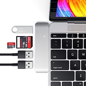 Satechi Aluminum Type-C USB 3.0 3-in-1 Combo Hub Adapter - 3 USB 3.0 Ports and Micro/SD Card Reader - for M2/ M1 MacBook Pro/Air, M2/ M1 iPad Pro/Air, M2 Mac Mini, iMac M1 (Silver)