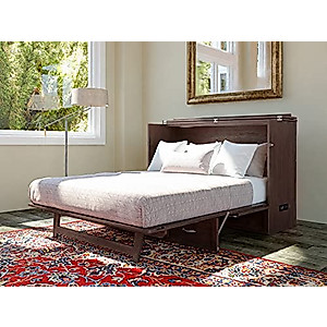 AFI Deerfield Murphy Bed Chest with Charging Station, Queen, Burnt Amber