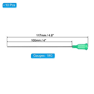 PATIKIL Blunt Tip Dispensing Needles 18G, 10 Pcs 4 Inch Industrial Liquid Dispenser Needle with Lure Lock for Refilling Liquid Ink Adhesive Glue, Green