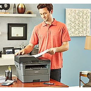 Brother DCP-L25 Series Monochrome All-in-One Laser Printer for Home Office, Print, Scan, Copy, Wireless, 2400 x 600 dpi, 36 ppm, Automatic Duplex Printing, Bundle with MTC Printer Cable