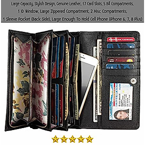 Mou Meraki Women RFID Blocking Genuine Leather Bifold Wallet-Clutch For Women-Shield Against Identity Theft (PEBBLES BLACK)