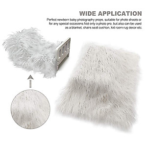 Baby Photo Blanket Long Hair,Photography Wrap Shaggy Area Rug,Newborn Soft Faux Fur Mat,Basket Stuffer Rug Background Backdrop 50cm60cm(4#,White)
