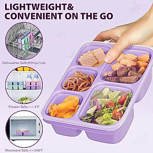 Mosville® Bento Snack Containers, 4 Pack Lunchable Container with 5 Compartments for Adults On-the-Go Meals [Portion Control], Reusable Bento Lunch Box BPA-Free