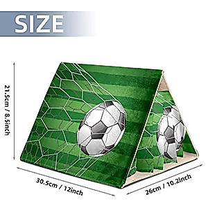 RATGDN Small Pet Hideout Soccer Ball in Goal with Grass Field Hamster House Guinea Pig Playhouse for Dwarf Rabbits Hedgehogs Chinchillas