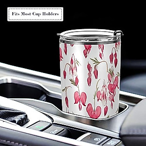 HXshaoye art Bleeding Heart hot peach Stainless Steel insulated water bottle with Straw Leak Resistant Flip hot coffee travel mug for gym tumbler with straw vaso para cafe 20oz