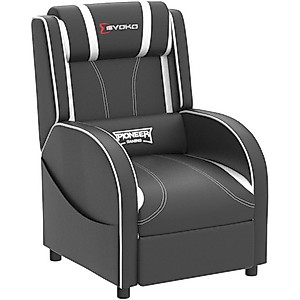Devoko Massage Gaming Recliner Chair PU Leather Home Theater Seating Single Modern Living Room Sofa Recliners (Silver)