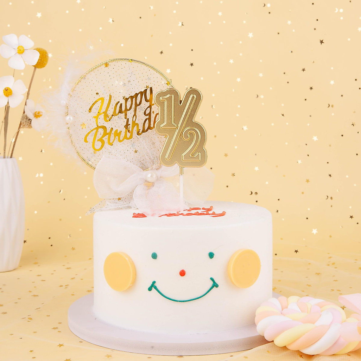 PHD CAKE 2.76 Inch Large 1/2 Gold Number Birthday Candles, Number Candles, Cake Number Candles, Party Celebration