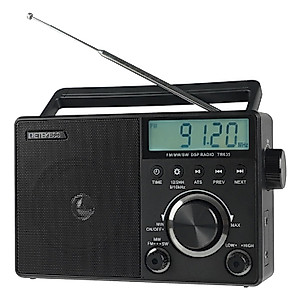 Retekess TR635 AM FM Radio with External Antenna Jack, Portable Shortwave Radio with Best Reception, Backlight LCD Display, Time Setting,Battery Operated or AC Power,Earphone Jack for Gift,Elder,Home