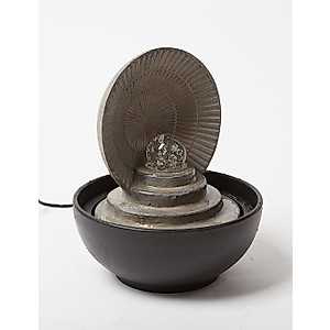 SEINHIJO Indoor Tabletop Water Fountain Zen Cascading Feng Shui Waterfall Home Decor Table Centerpiece Relaxation Gifts with LED Lights Rolling Ball 11 inch