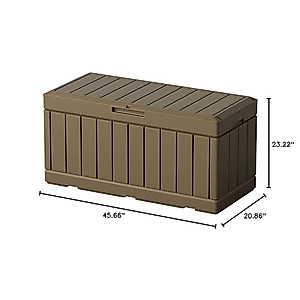Greesum 82 Gallon Resin Deck Box Large Outdoor Storage for Patio Furniture, Garden Tools, Pool Supplies, Weatherproof and UV Resistant, Lockable, Brown