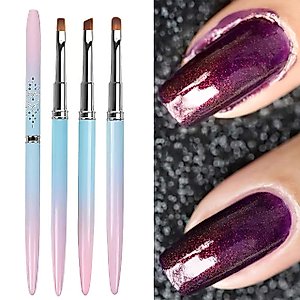 CONHENI Nail Polish Clean Up Brush, Nail Polish Remover Brush, Round&Angled&Flat Acetone Resistant Fingernail Brushes For Cleaning Up Polish Mistakes On The Edges And Designs.