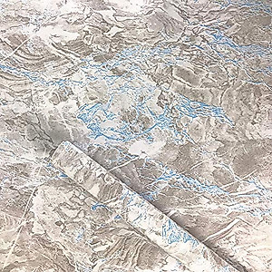 Taamall Simplemuji Gray Blue Marble Grain Granite Wooden Grain Effect Countertops Gloss Paper Vinyl Film 17.7inch by 79inch