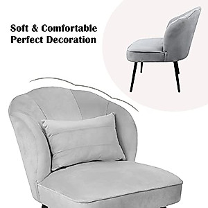 NO MORE TAG Vanity Chair Set of 2, Velvet Accent Chairs, Grey Chairs for Living Room, Living Room Chairs with Metal Leg, Velvet Kitchen Chairs Set of 2