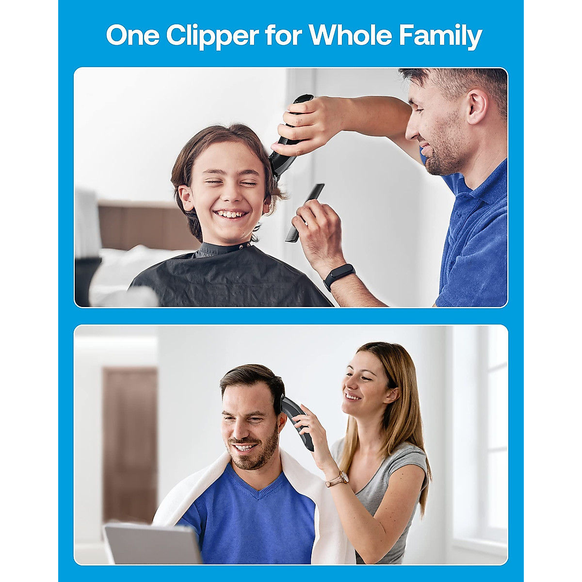 GLAKER Hair Clippers for Men - Cordless 2 in 1 Versatile Hair Trimmer with 10 Guards, 2 Detachable Blades & Turbo Motor, Professional Beard Grooming Kit for Barbers, Ideal Gift for Men