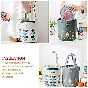 Cabilock 2pcs Lunch Tote Bag Oxford Portable Bento Bags Round Travel Insulated Lunch Cooler Bag Aluminum Foil Lunchbox Container for Picnic Camping School Office